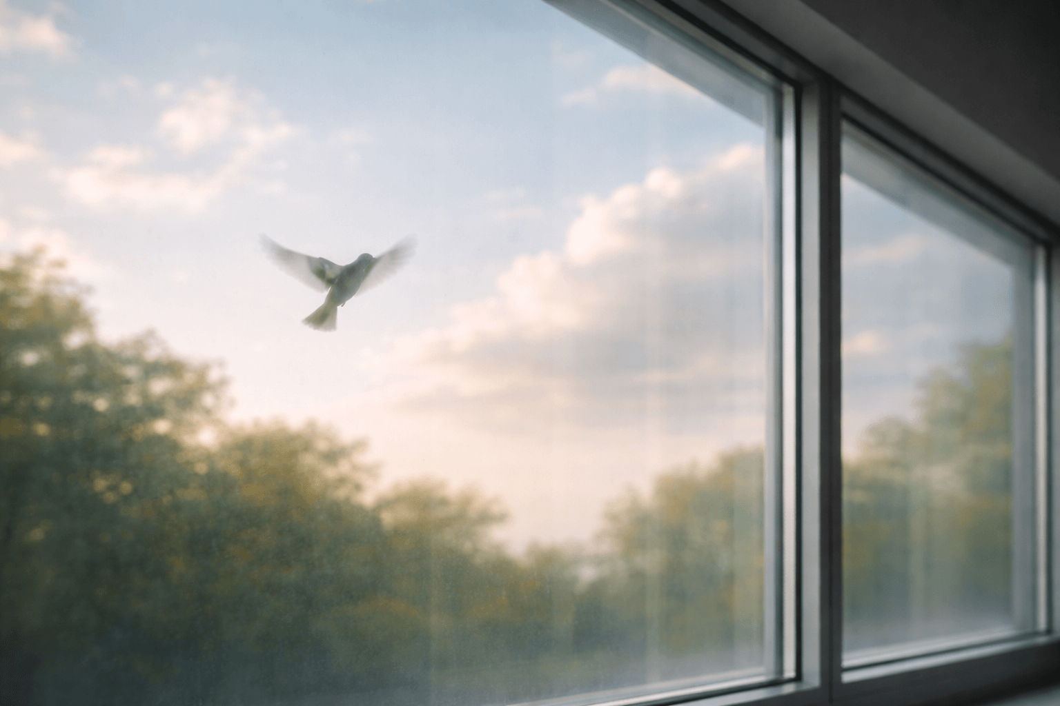Wunderschone Vogel Fliegt Gegen Scheibe Spirituelle Bedeutung Bild